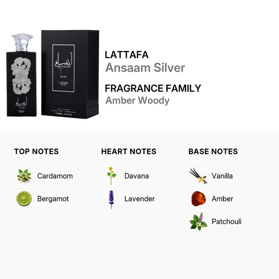 Lattafa Unisex Ansaam Silver EDP Spray 3.4 oz Fragrances 6291108738207 ...