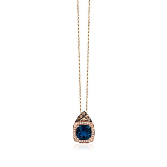 Le Vian Ladies Deep Sea Blue Topaz Necklaces set in 14K Strawberry Gold ...