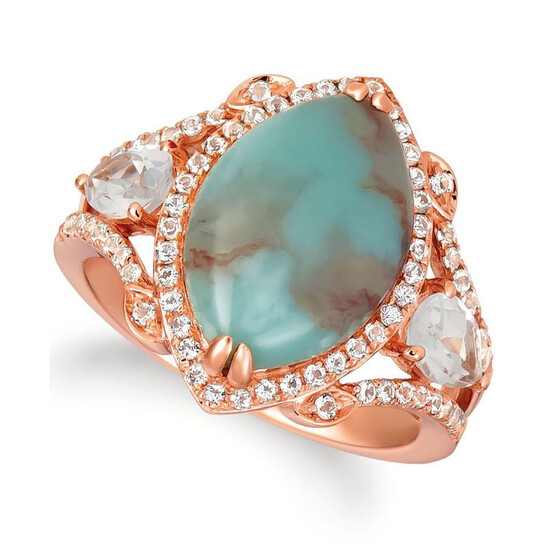 Le Vian Ladies Aquaprase Turquoise Ring set in 14K Strawberry Gold ...