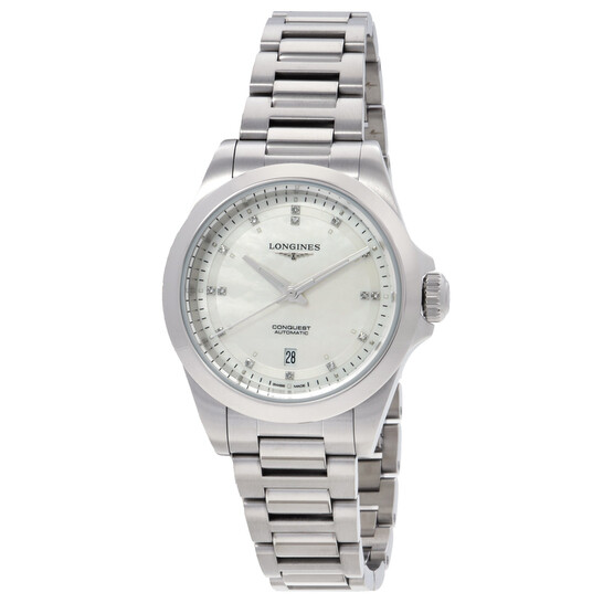 Longines Conquest Automatic Diamond Silver Dial Ladies Watch L3.320.4 ...