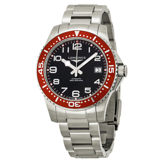 Longines Hydro Conquest Black Dial Red Bezel Stainless Steel Men's ...