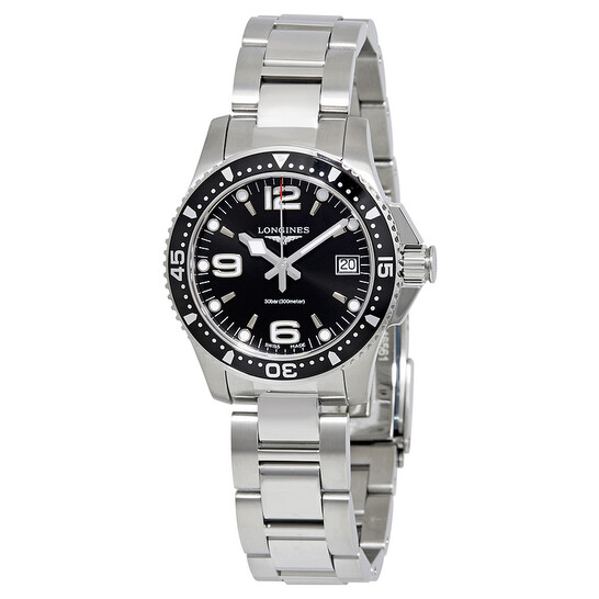 Longines HydroConquest Black Dial 34 mm Ladies L33404566 703200192710 ...