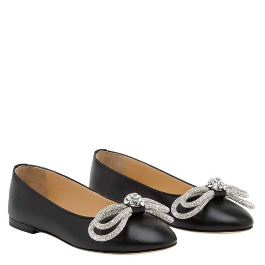 Mach & Mach Black Double Bow Flats, Brand Size 36.5 ( US Size 6.5 ) R24 ...