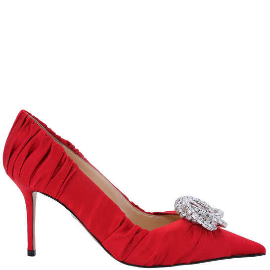 Mach & Mach Ladies Red Galaxy Satin Pumps, Brand Size 37 ( US Size 7 ...