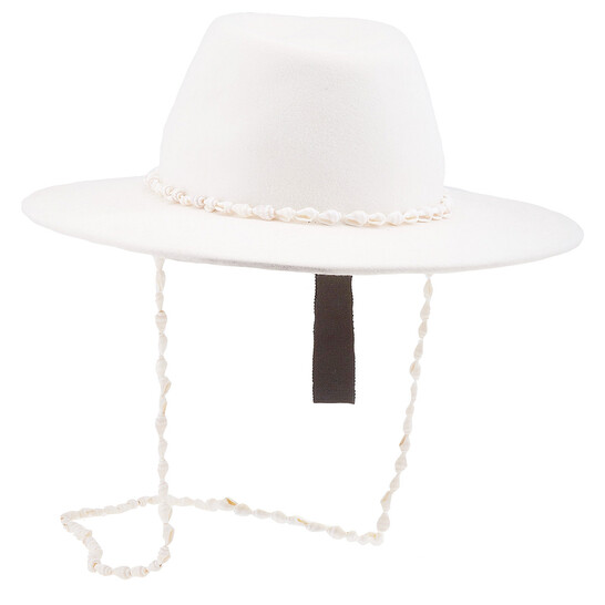 Maison Michel Ladies White Kyra Seashells Wool Felt Fedora Hat, Size ...