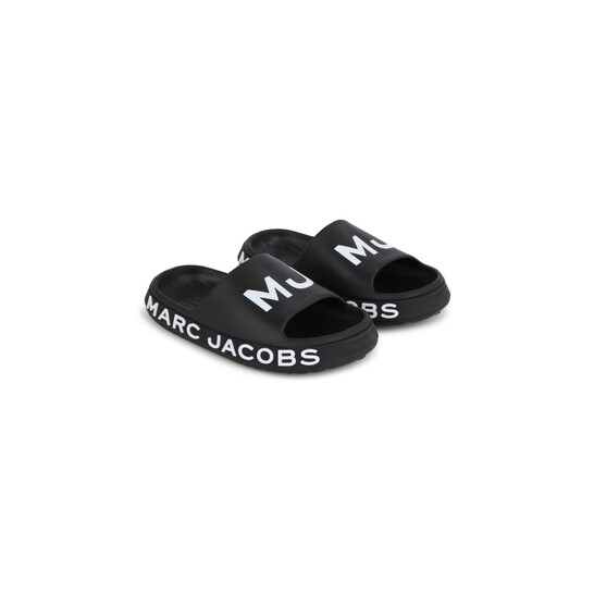 Little Marc Jacobs Marc Jacobs Kids Aqua Logo-Print Slides, Brand Size ...