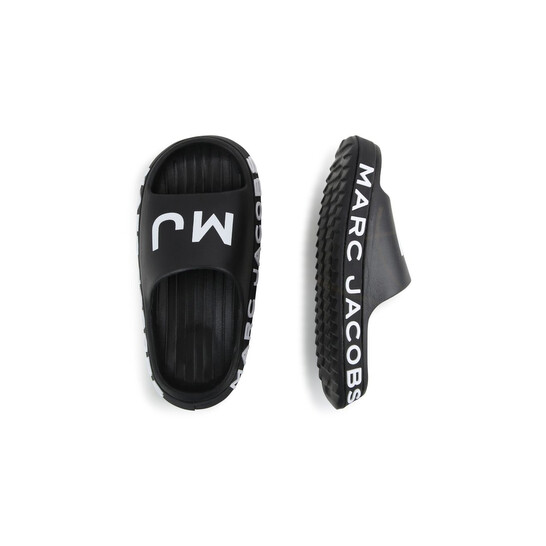 Little Marc Jacobs Marc Jacobs Kids Aqua Logo-Print Slides, Brand Size ...