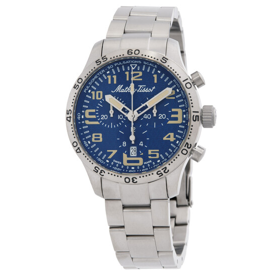 Mathey-Tissot Type 21 Titanium Chronograph Quartz Blue Dial Men's Watch ...