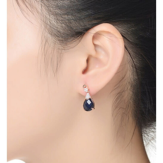 Megan Walford Rose Over Sterling Silver Clear and Blue Cubic Zirconia ...