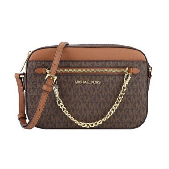 Michael Kors Ladies Brown Jet Set Large Logo Crossbody Bag 35S1GTTC9B ...