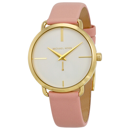 Michael Kors Portia White Dial Blush Pink Leather Ladies Watch MK2659 ...