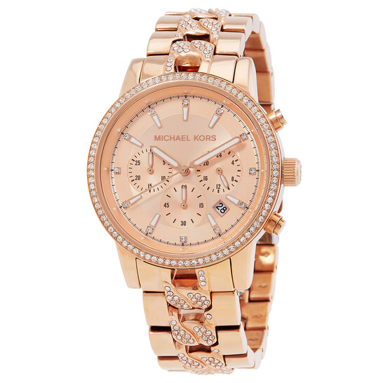 Michael Kors Quartz Diamond Rose Gold Dial Ladies Watch MK7223 ...