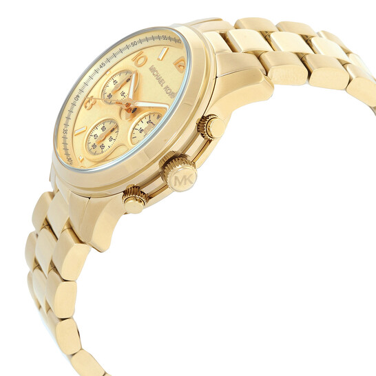 Michael Kors Runway Chronograph Quartz Gold Dial Ladies Watch MK7323 ...