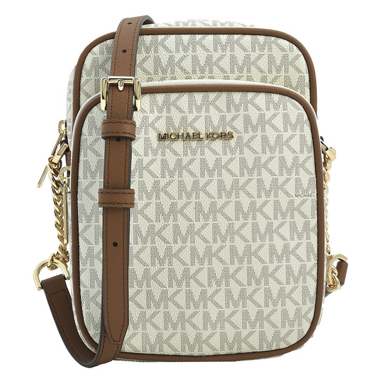 Michael Kors Vanilla Signature Logo Jet Set Travel Medium Crossbody ...
