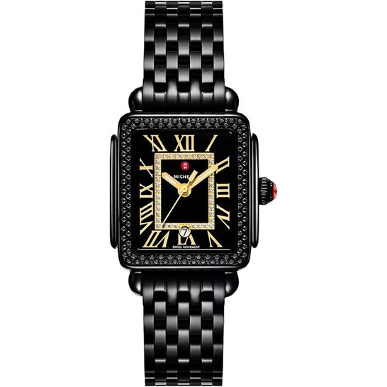 Michele Deco Madison Quartz Diamond Black Dial Ladies Watch ...