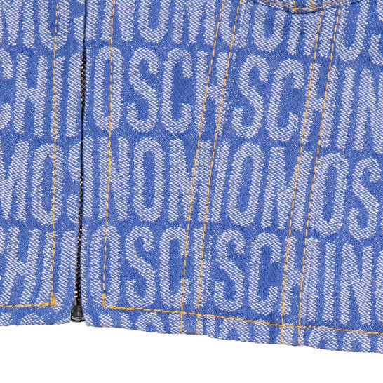 Moschino Ladies Fantasy Print Blue Monogram Denim Cropped Top, Brand ...