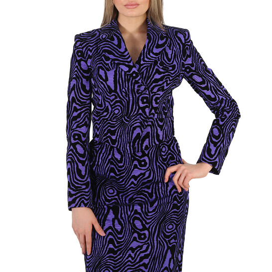Moschino Ladies Purple Moire Effect Jacquard Blazer, Brand Size 38 (US ...