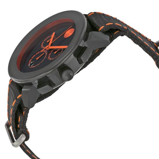 Movado Bold Chronograph Quartz Black Dial Black Woven Nylon Men's Watch ...