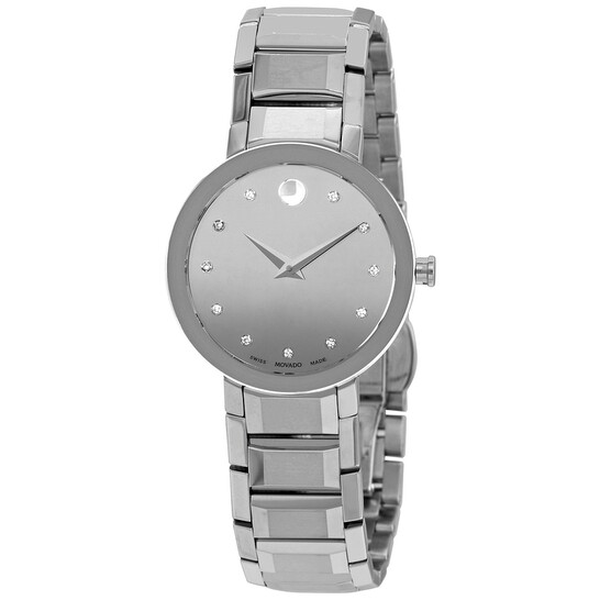Movado Quartz Diamond Silver Museum Dial Ladies Watch 0607548 ...
