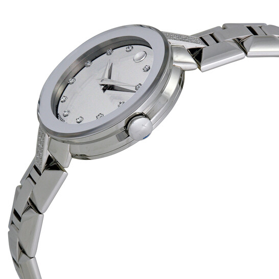 Movado Sapphire Silver Diamond Dial Ladies Watch 0606815 845960058698 ...