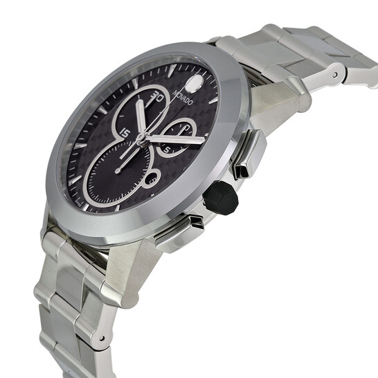 Movado Vizio Black Carbon Fiber Stainless Steel Men's Watch 0606551 ...