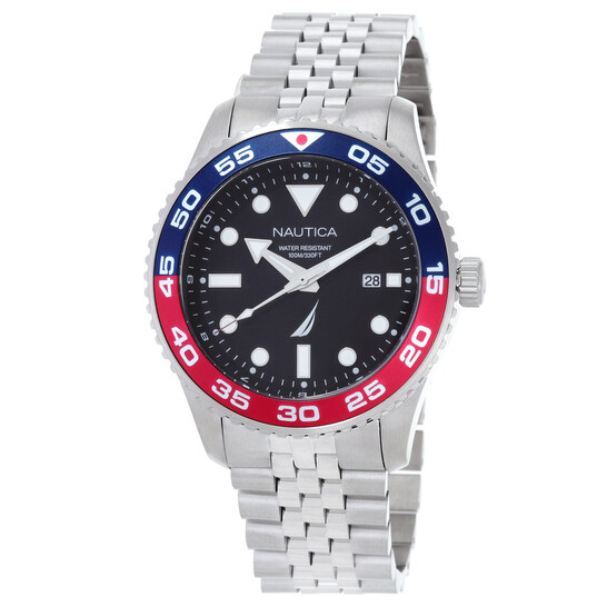Nautica Pacific Beach Quartz Black Dial Pepsi Bezel Men's Watch ...