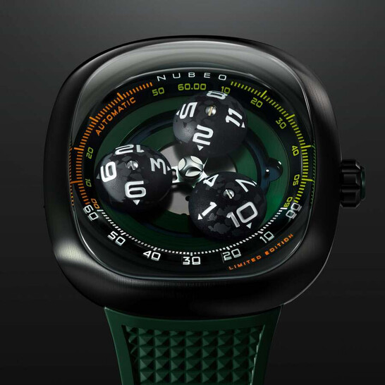 Nubeo Tri-Star Orbit Green Dial Men's Watch NB-6116-03 194595076134 ...