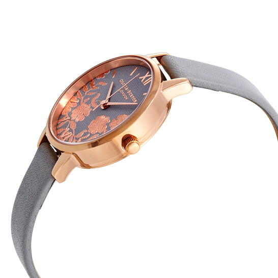 Olivia Burton Lace Detail Grey Dial Ladies Watch OB16MV58 5060403435750 ...