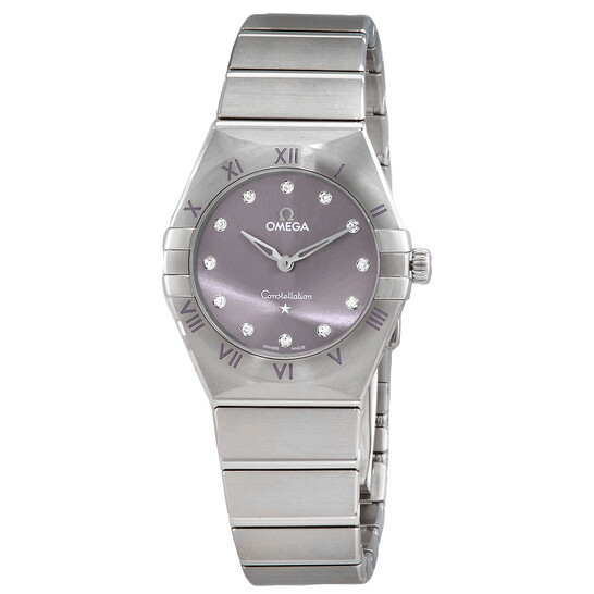 Omega Constellation Quartz Diamond Purple Dial Ladies Watch 131.10.28 ...