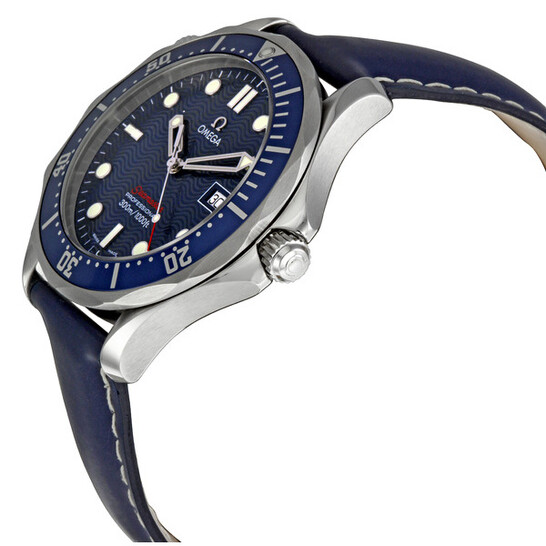 Omega Seamaster Blue Dial Blue Leather Strap Men's Watch 2923.80.91 ...