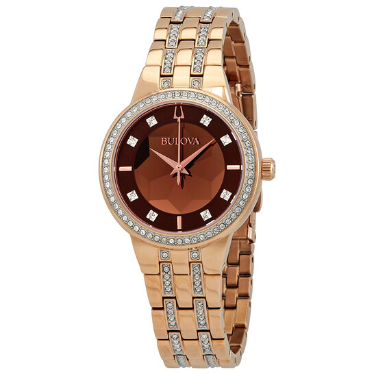 Bulova Open Box - Bulova Phantom Crystal Rose Gold Dial Ladies Watch ...