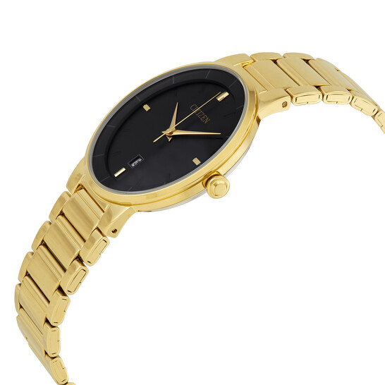 Citizen Open Box - Citizen Quartz Black Dial Yellow Gold-tone Men's ...