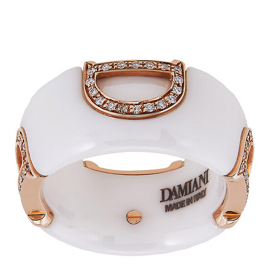 Damiani Open Box - Damiani D.Icon Ladies White Ceramic, Pink Gold And ...