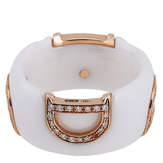 Damiani Open Box - Damiani D.Icon Ladies White Ceramic, Pink Gold And ...