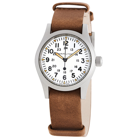 Hamilton Open Box - Hamilton Khaki Field Hand Wind White Dial Men's ...