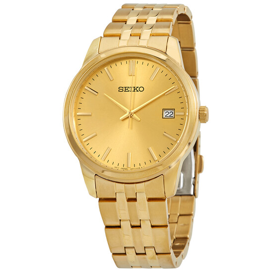 Seiko Open Box - Seiko Essentials Quartz Champagne Dial Men's Watch SUR442 - Watches, Essentials ...
