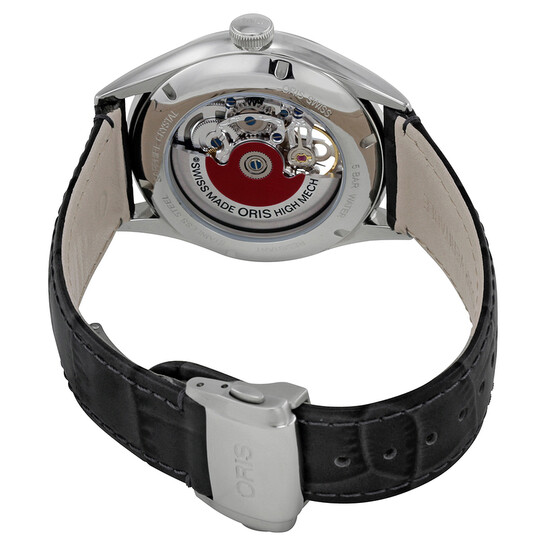 Oris Artelier Silver Skeleton Dial Automatic Men's Leather Watch 01 734 ...