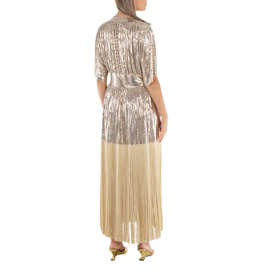 Rabanne Paco Rabanne Fringe Detail Kaftan Mesh Dress, Brand Size 36 (US ...