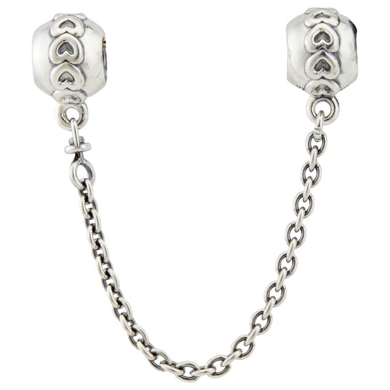 Pandora Band Of Hearts Safety Chain Charm In Sterling Silver 791088-05 ...