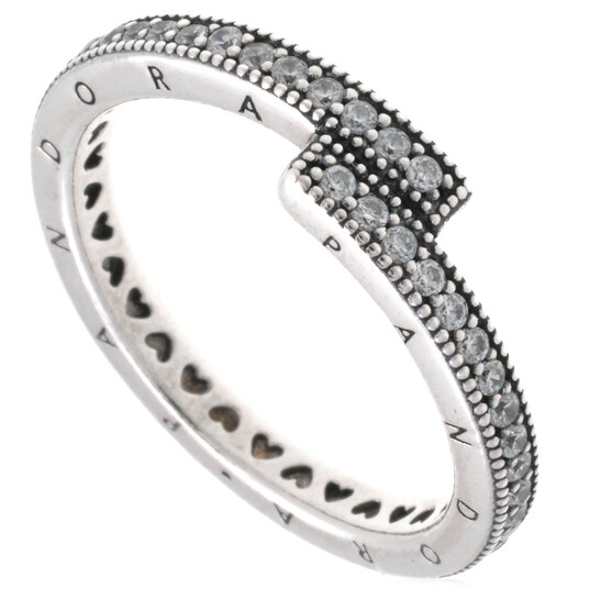 Pandora Ladies Sterling Silver Sparkling Overlapping Ring, Size 50 ...