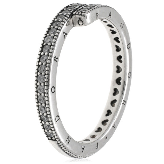 Pandora Ladies Sterling Silver Sparkling Overlapping Ring, Size 50 ...
