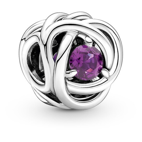 Pandora Symbols Ladies Sterling Silver February Purple Eternity Circle ...