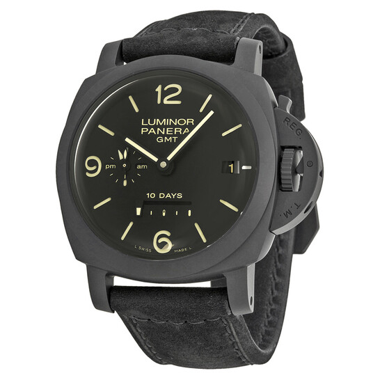 Panerai Luminor 1950 10 Days Black Dial Black Leather Men's Watch ...