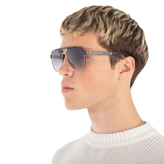 Philipp Plein Grey Gradient Pilot Men's Sunglasses SPP073M 302 ...