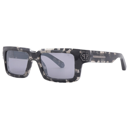 Philipp Plein Grey Rectangular Men's Sunglasses SPP044M 809X 53 ...