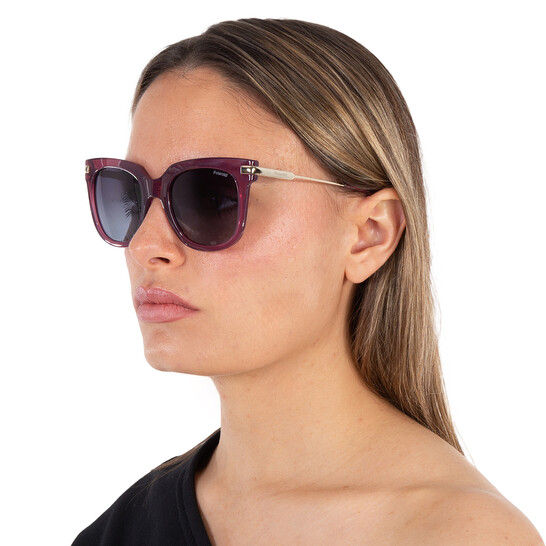 Polaroid Polarized Grey Square Ladies Sunglasses PLD 6180/S 0B3V/WJ 51 ...