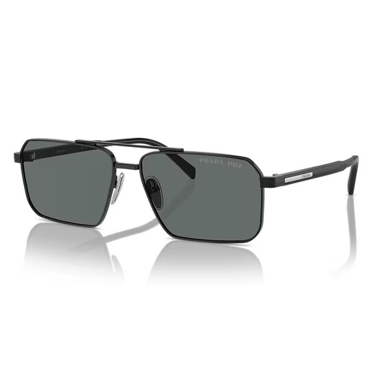 Prada Polarized Dark Grey Navigator Men's Sunglasses PR A57S 1AB5Z1 58 ...