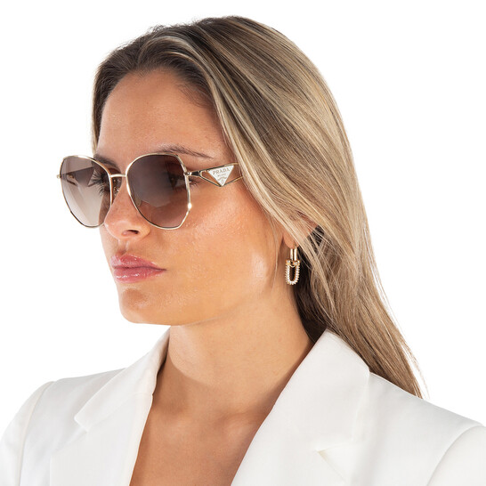 Prada Light Brown Gradient Light Gray Irregular Ladies Sunglasses PR ...