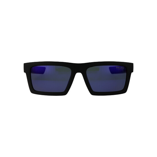Prada Linea Rossa Dark Blue Mirror Purple Rectangular Men's Sunglasses ...