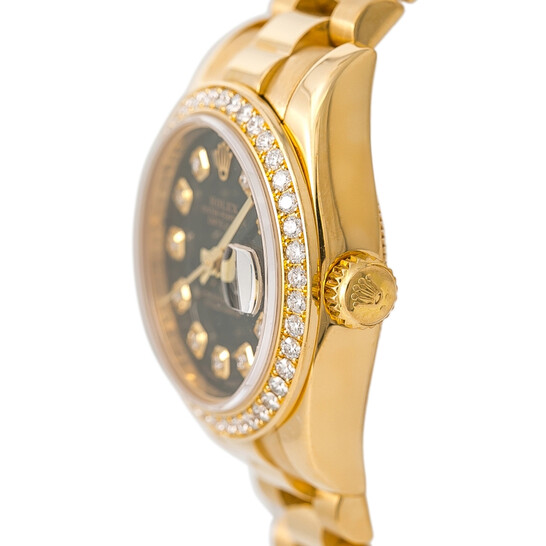 Rolex Pre-owned Rolex Datejust Diamond Black Dial Ladies Watch 179138 ...